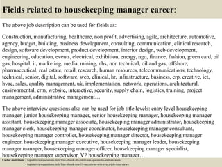 Top 10 housekeeping manager interview questions and answers | PPTX