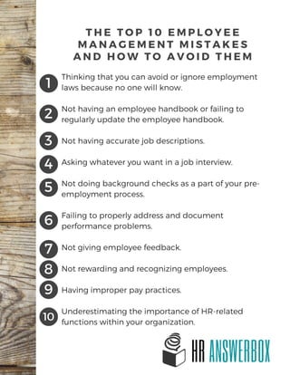 The Top 10 Employee Management Mistakes and How to Avoid Them | PDF