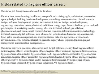 Top 10 hygiene officer interview questions and answers | PPTX