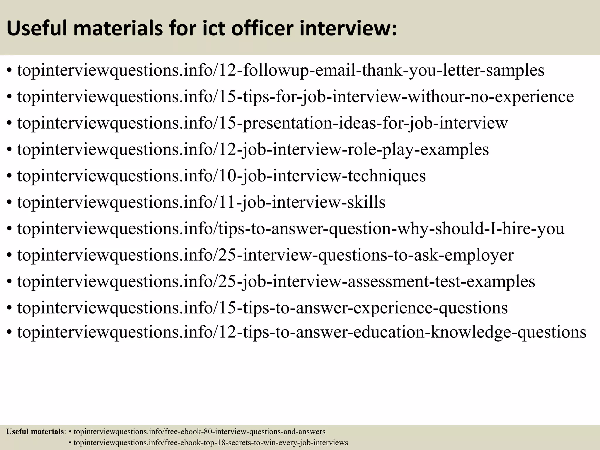 Top 10 ict officer interview questions and answers | PPTX
