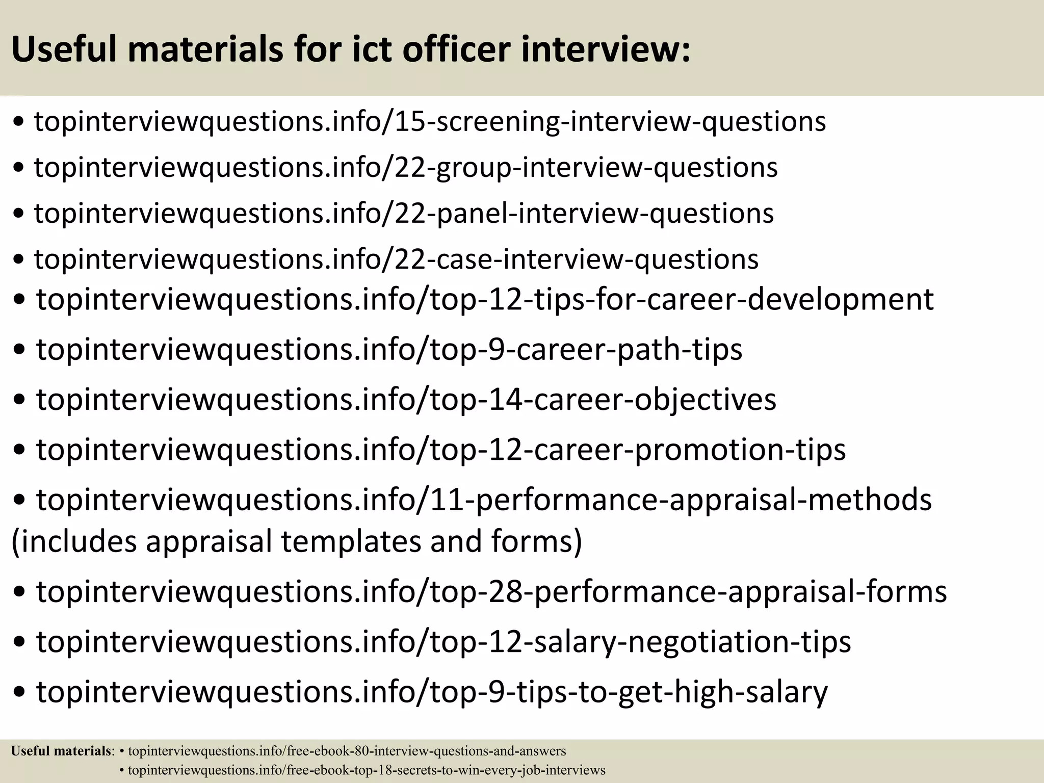 Top 10 ict officer interview questions and answers | PPTX