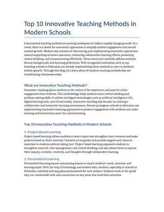 Top 10 Innovative Teaching Methods in Modern Schools | DOCX