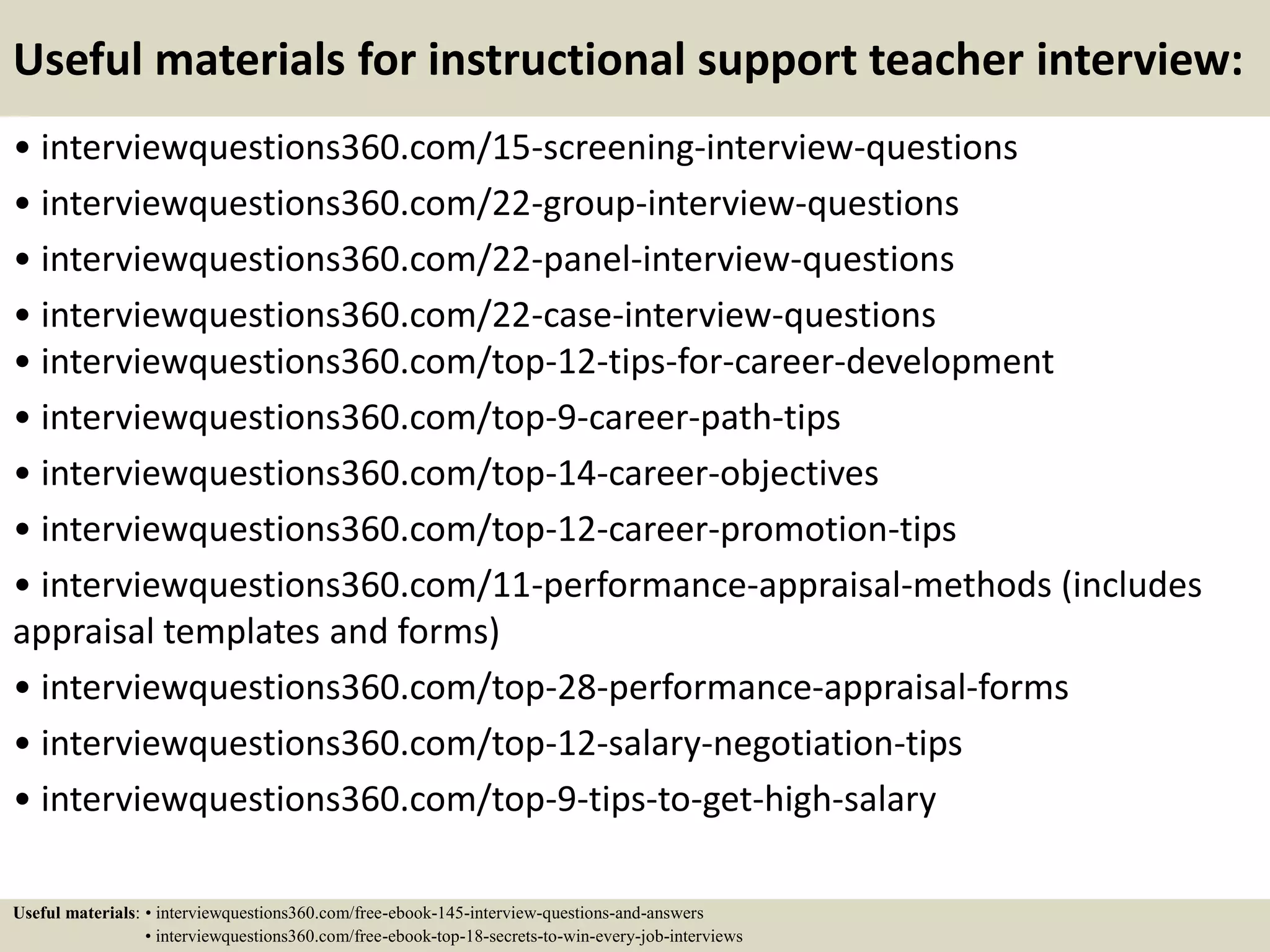 Top 10 instructional support teacher interview questions and answers | PPTX