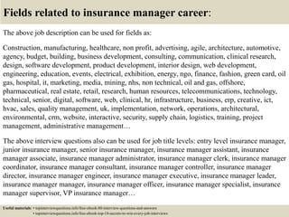 Top 10 insurance manager interview questions and answers | PPTX