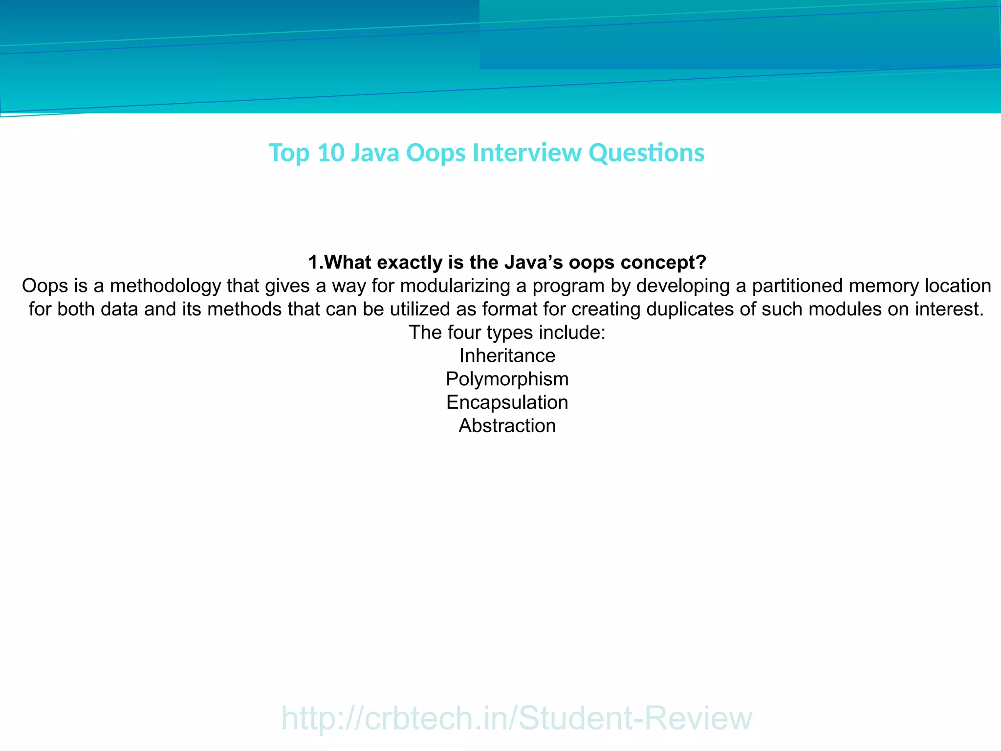 Top 10 java_oops_interview_questions | PPT
