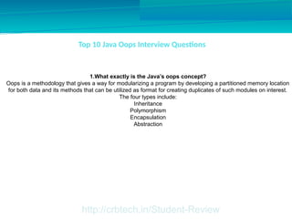 Top 10 java_oops_interview_questions | PPT