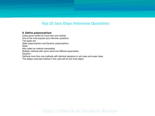 Top 10 java oops interview questions | PPT