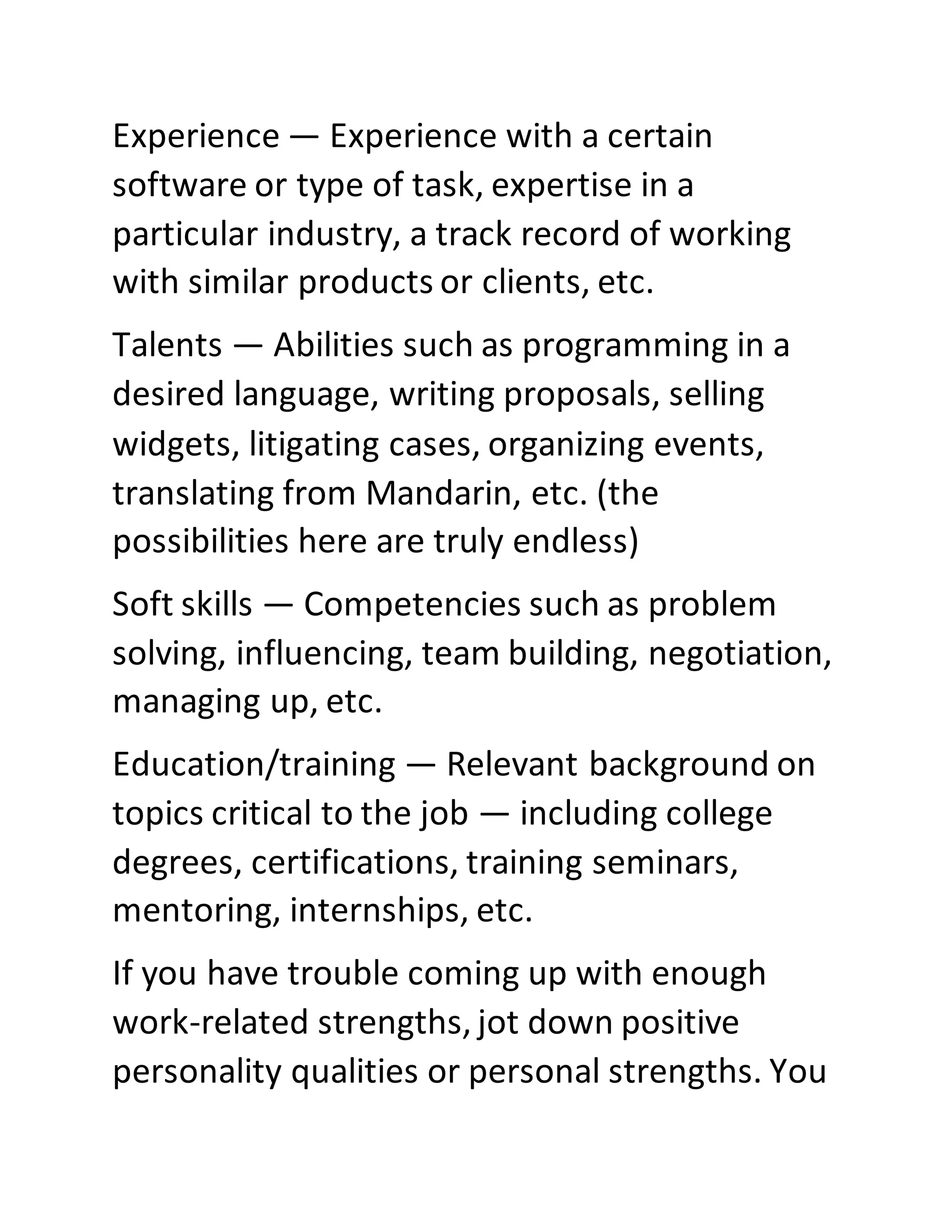 Top 10 job strength examples | DOCX