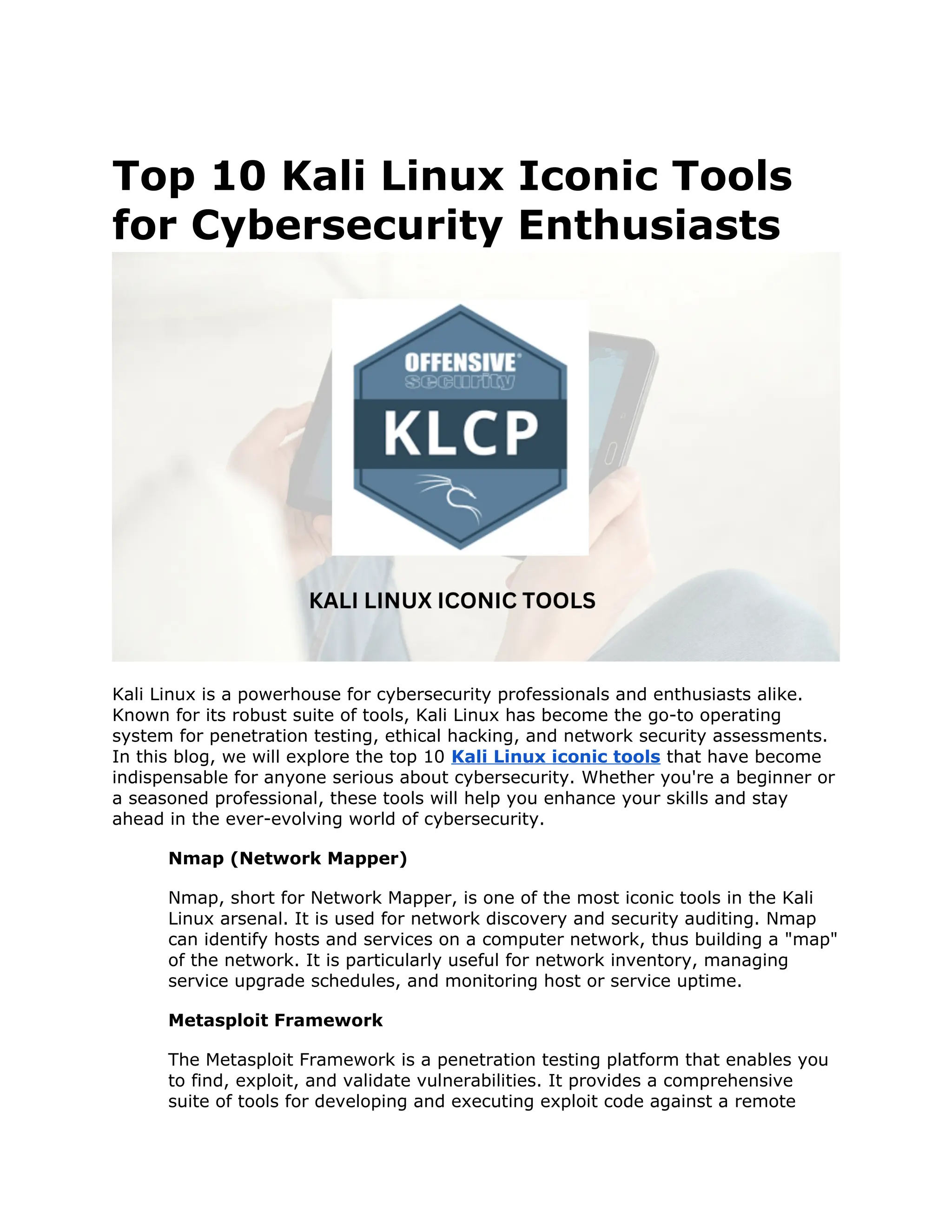 Top 10 Kali Linux Iconic Tools for Cybersecurity Enthusiasts.docx