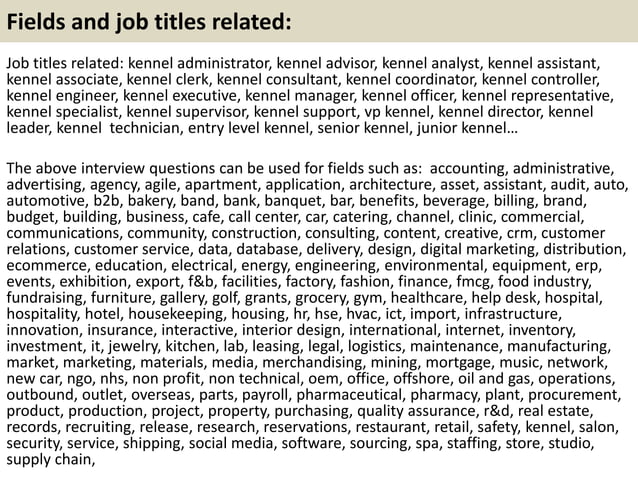 Top 10 kennel interview questions with answers | PPT