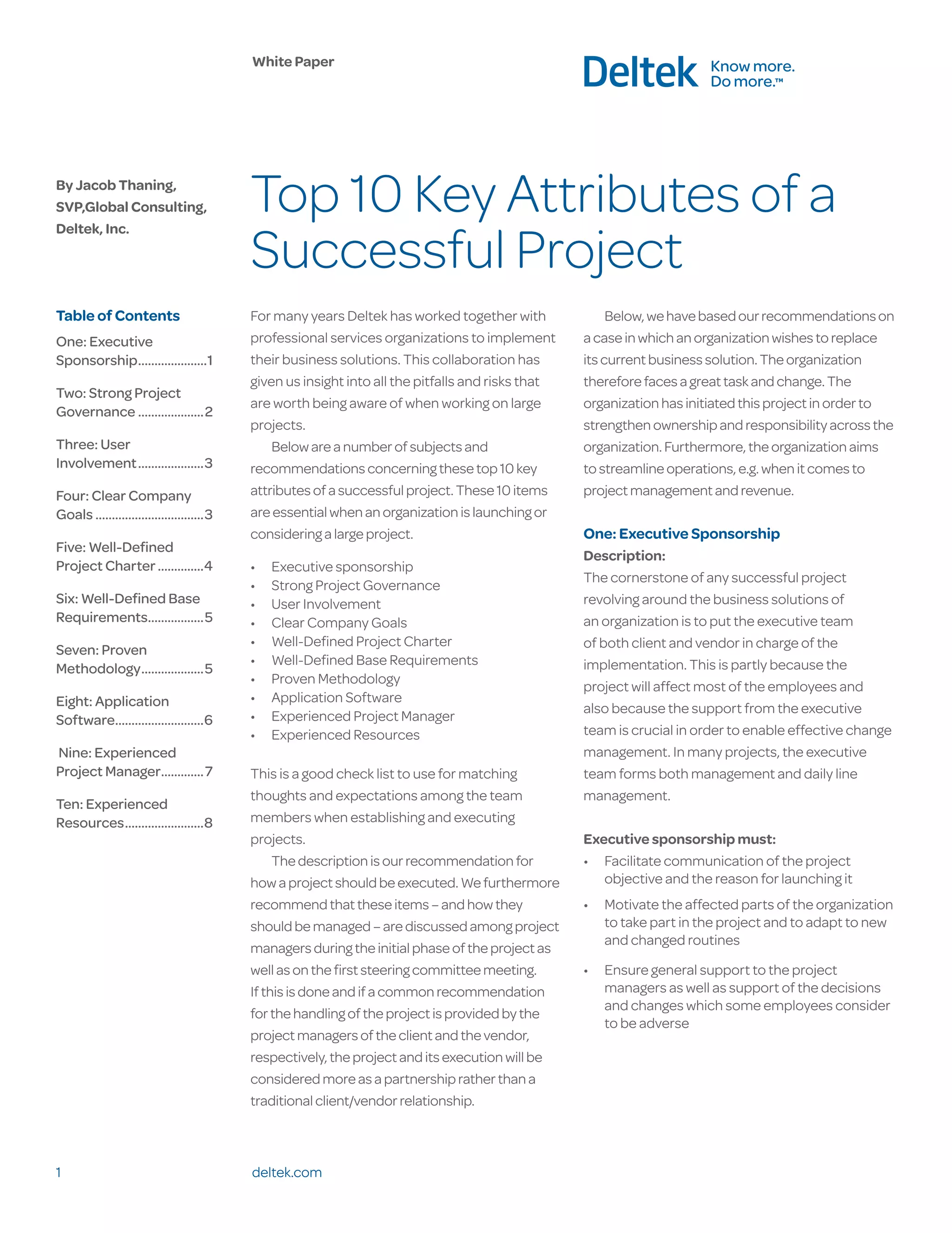 Top10 Key Attributes For A Successful Project | PDF
