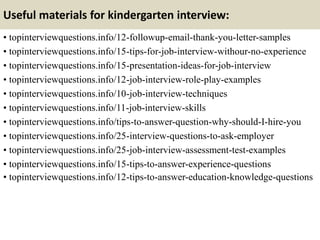 Top 10 kindergarten interview questions and answers | PPT