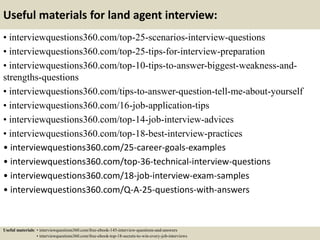Top 10 land agent interview questions and answers | PPTX
