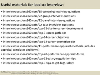 Top 10 lead cra interview questions and answers | PPTX