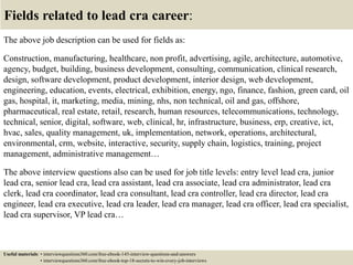 Top 10 lead cra interview questions and answers | PPTX