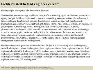 Top 10 lead engineer interview questions and answers | PPTX