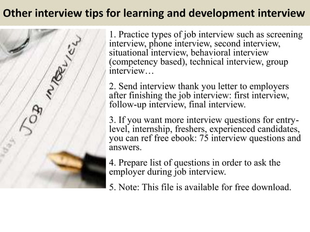 Top 10 learning and development interview questions and answers | PPT