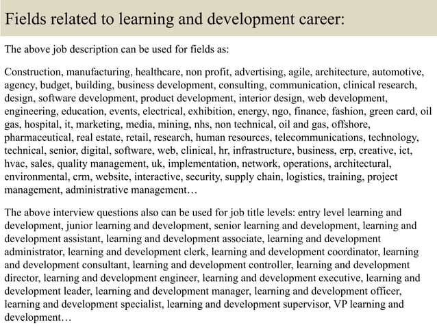 Top 10 learning and development interview questions and answers | PPT