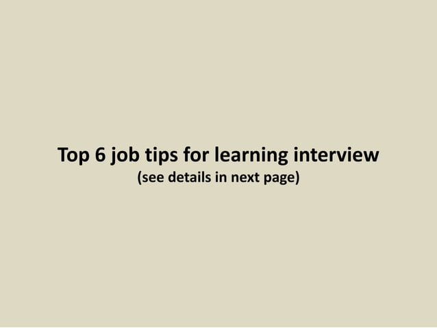 Top 10 learning interview questions with answers | PPT