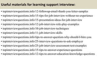 Top 10 learning support interview questions and answers | PPTX