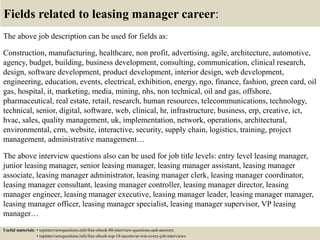 Top 10 leasing manager interview questions and answers | PPT