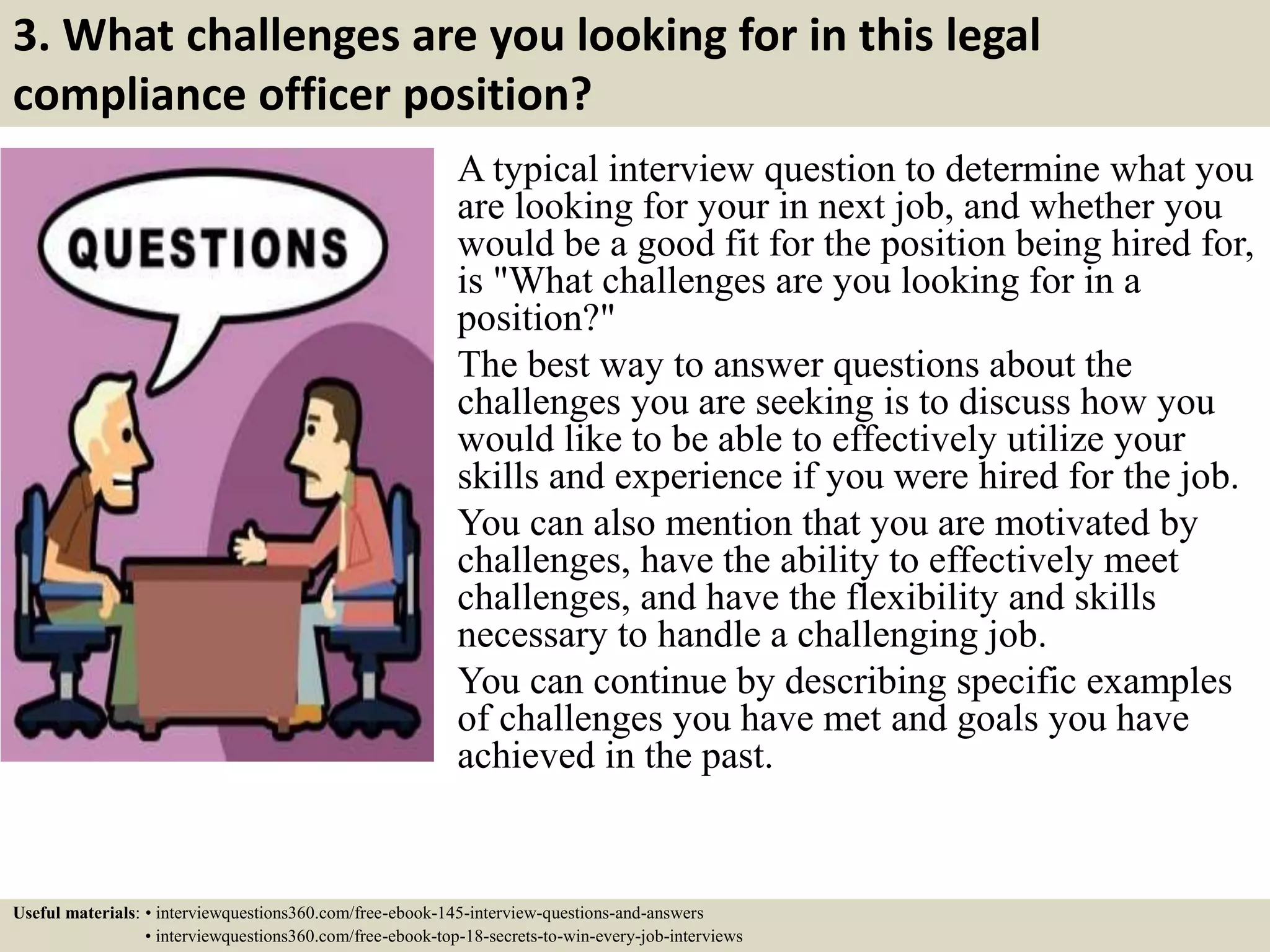 Top 10 legal compliance officer interview questions and answers | PPTX