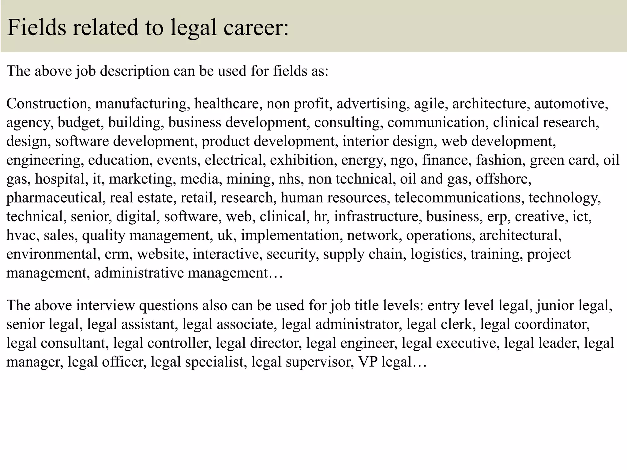 Top 10 legal interview questions and answers | PPTX