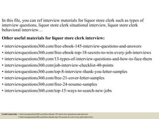 Top 10 liquor store clerk interview questions and answers | PPTX