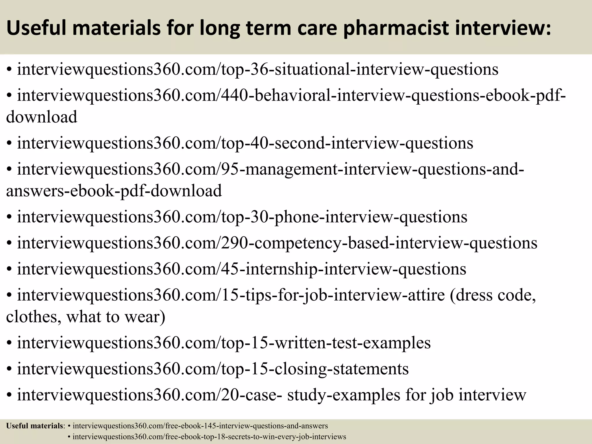 Top 10 long term care pharmacist interview questions and answers | PPTX