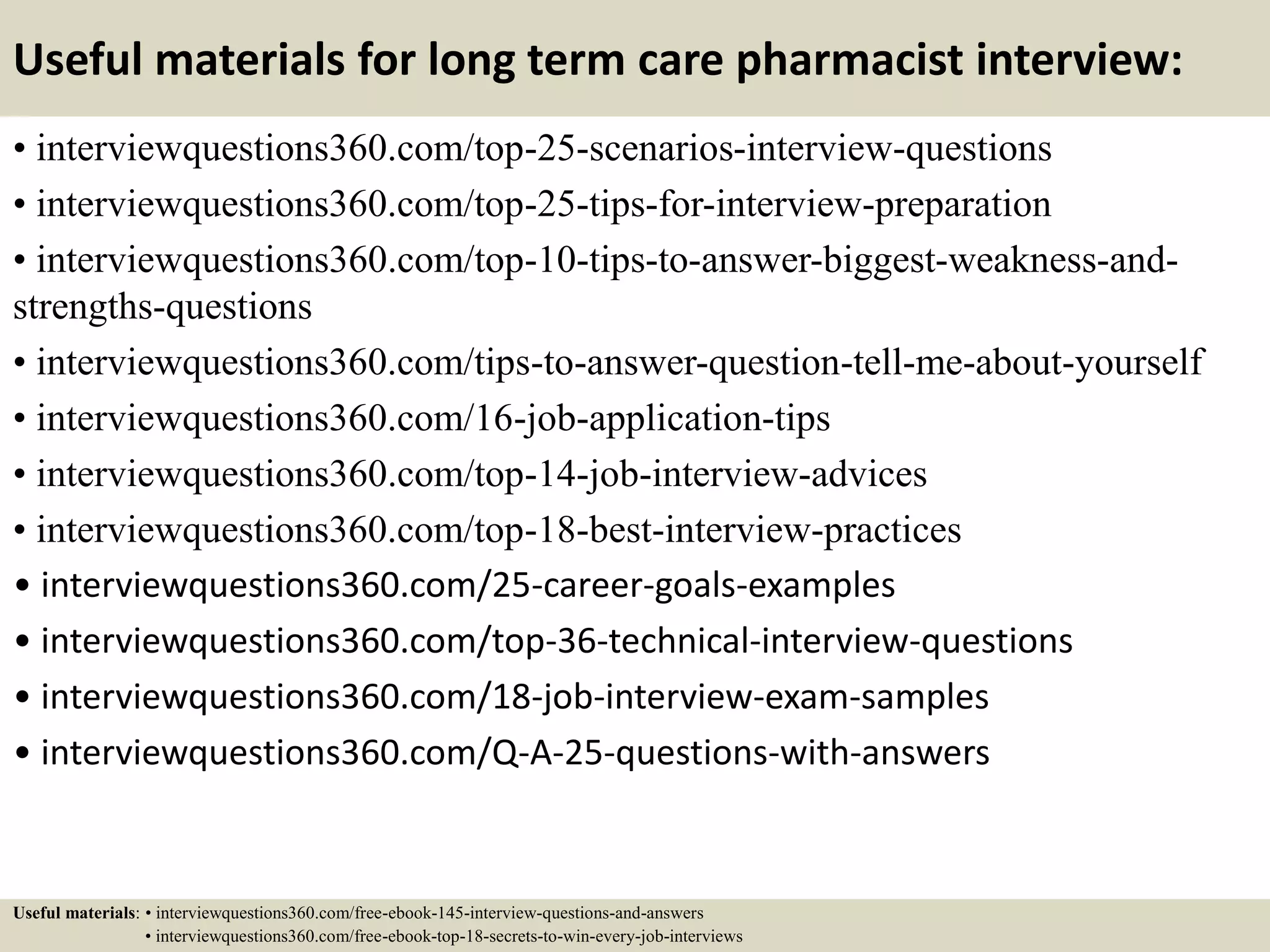 Top 10 long term care pharmacist interview questions and answers | PPTX