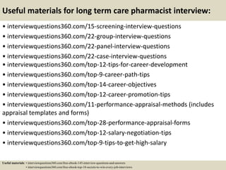 Top 10 long term care pharmacist interview questions and answers | PPTX