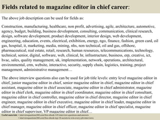 Top 10 magazine editor in chief interview questions and answers | PPTX