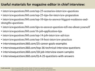 Sample Magazine Interview Questions