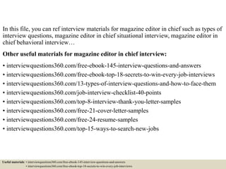 Sample Magazine Interview Questions