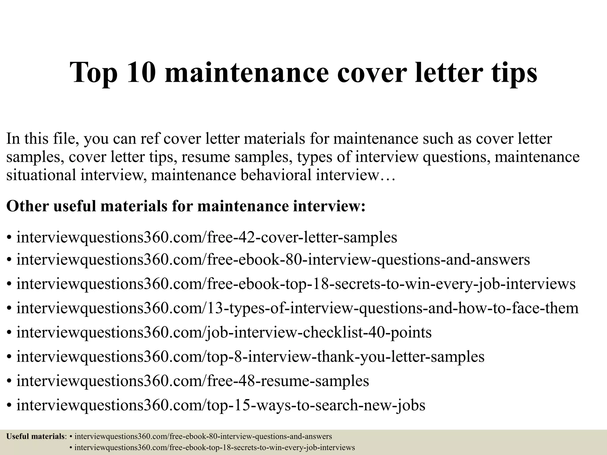 Top 10 maintenance cover letter tips | PPTX | Resume Writing and Advice ...