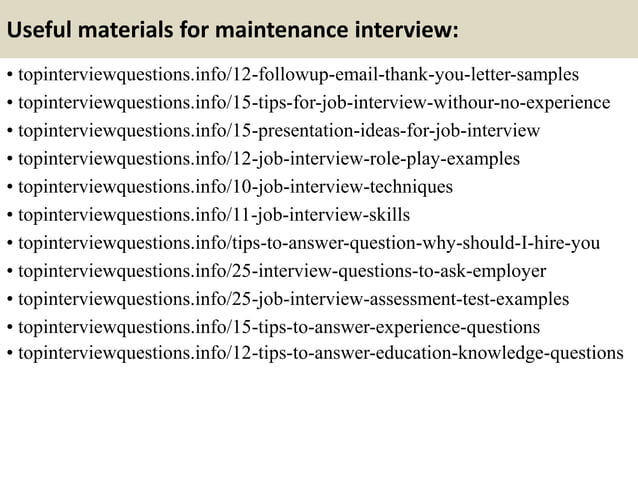 Top 10 maintenance interview questions and answers | PPTX