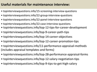 Top 10 maintenance interview questions and answers | PPTX