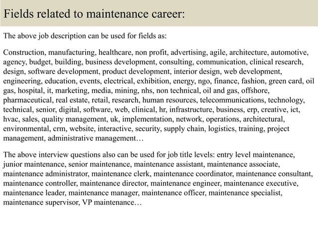 Top 10 maintenance interview questions and answers | PPTX
