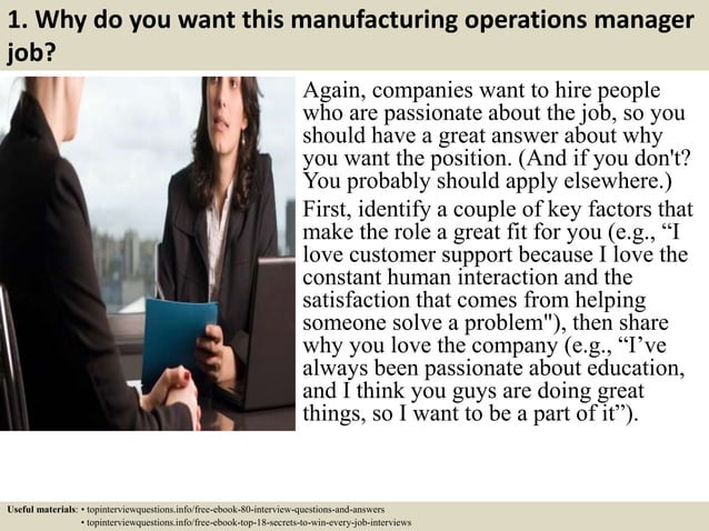 Top 10 manufacturing operations manager interview questions and answers ...