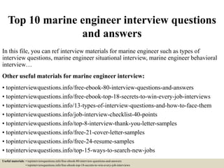 Top 10 marine engineer interview questions and answers | PPTX
