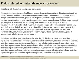 Top 10 materials supervisor interview questions and answers | PPTX