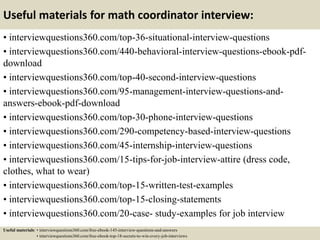 Top 10 math coordinator interview questions and answers | PPTX