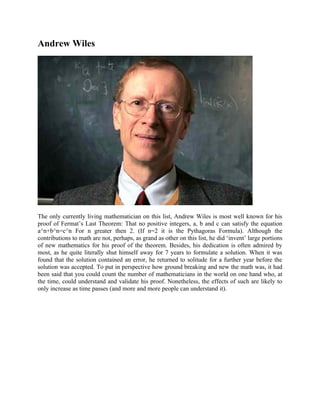 Top 10 mathematicians | PDF