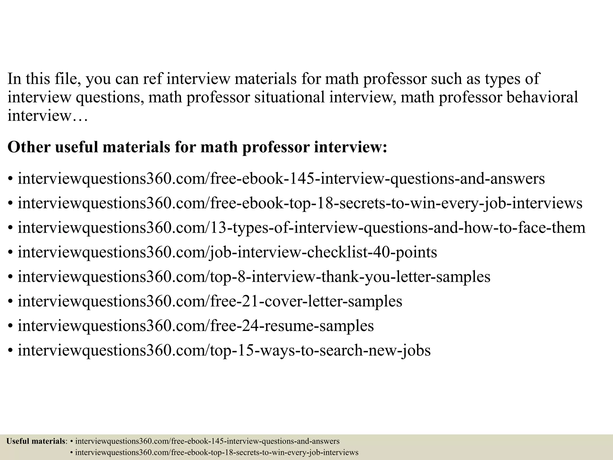 Top 10 math professor interview questions and answers | PPTX