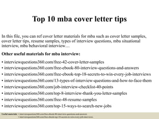 Top 10 mba cover letter tips | PPT