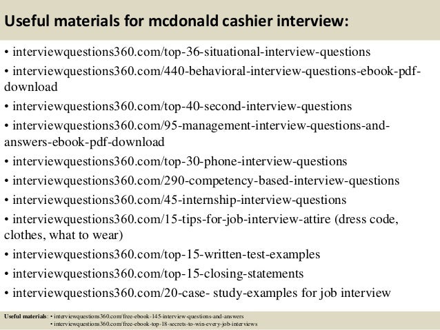 Top 10 mcdonald cashier interview questions and answers