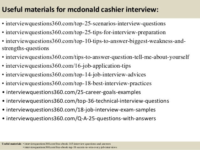 Top 10 mcdonald cashier interview questions and answers