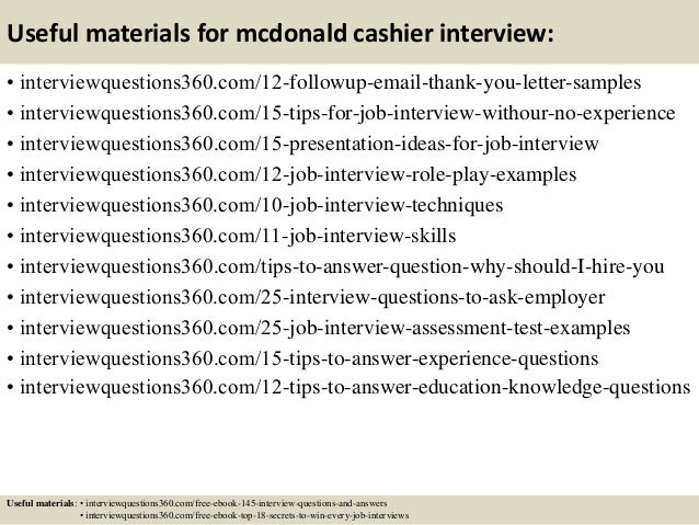 Top 10 mcdonald cashier interview questions and answers