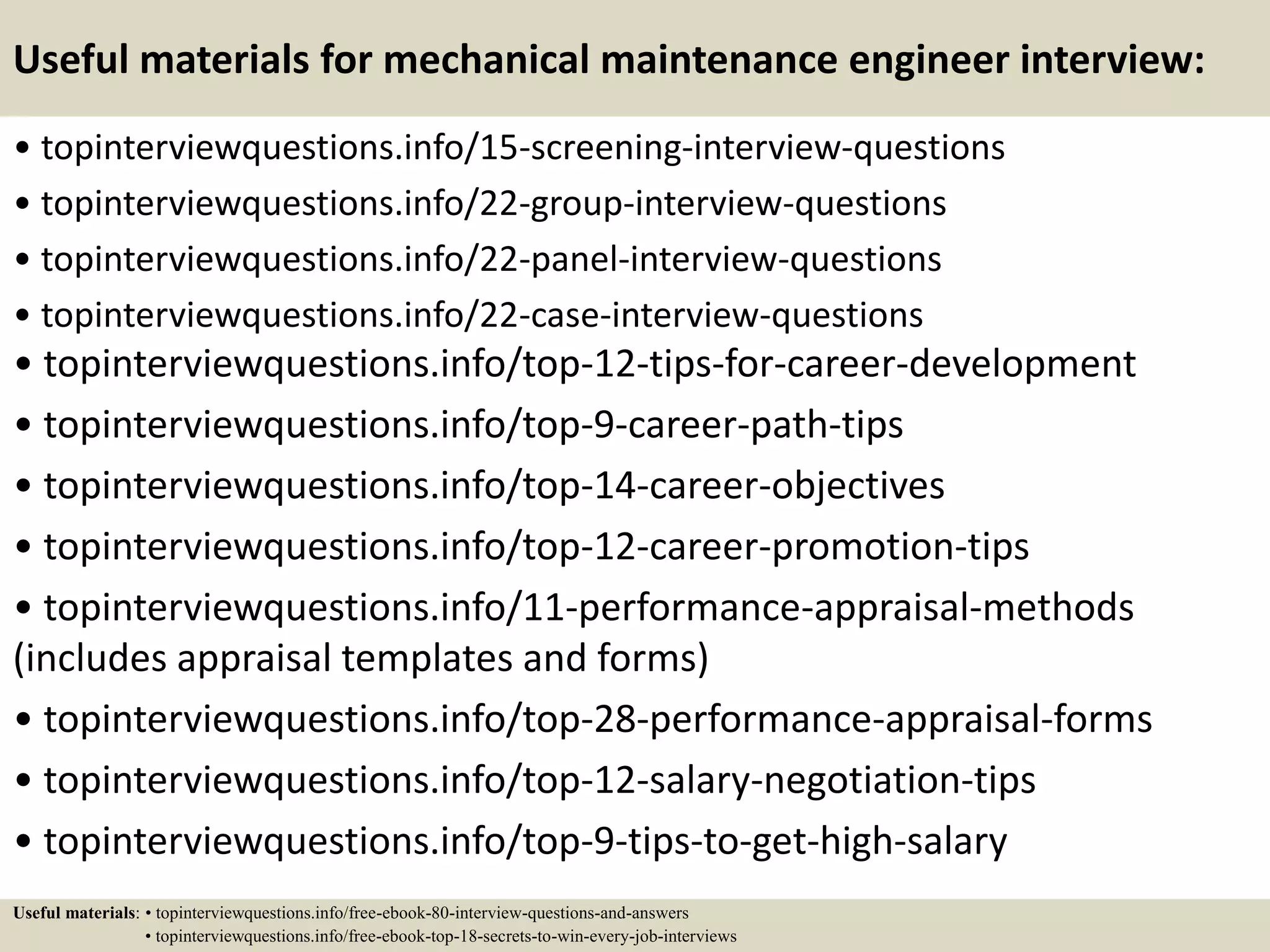 Top 10 mechanical maintenance engineer interview questions and answers ...