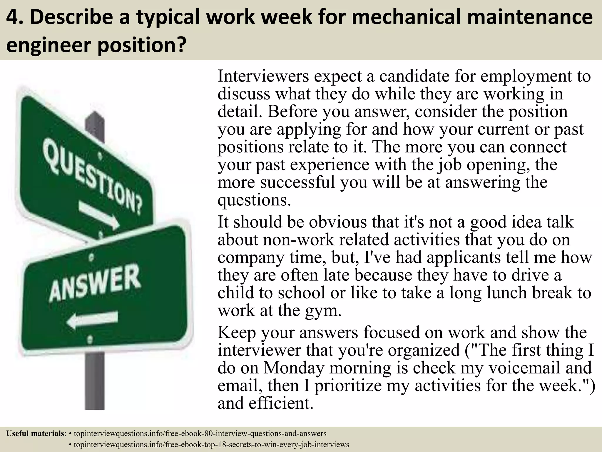 Top 10 mechanical maintenance engineer interview questions and answers ...